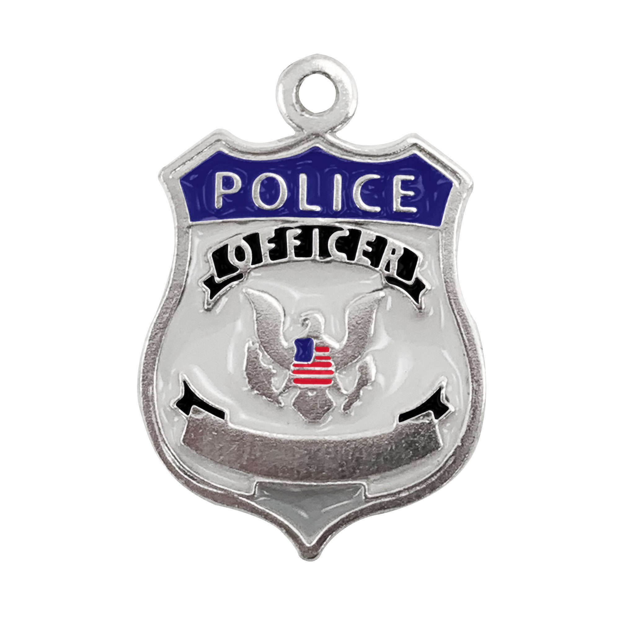 Police Officer Badge Charm for Necklace or Bracelets, Solid Sterling ...