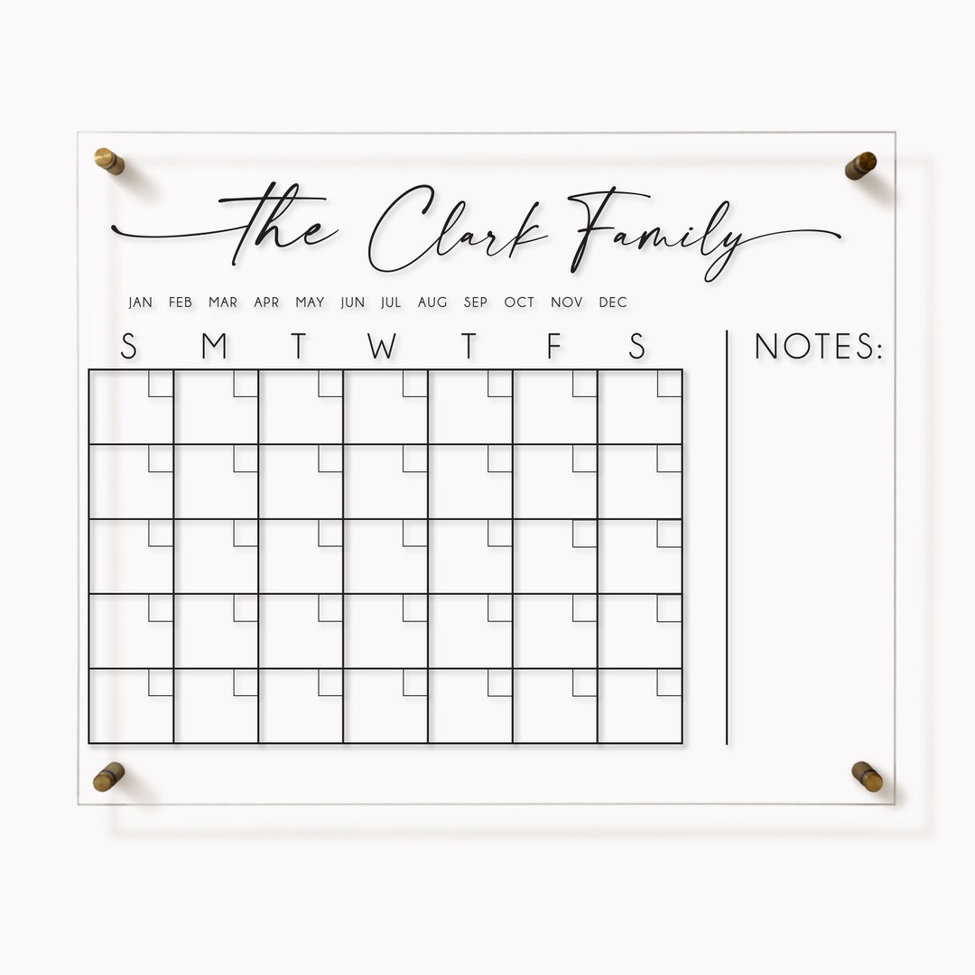 Large Acrylic Dry Erase Calendar Acrylic Command Center Calendar SCC ...