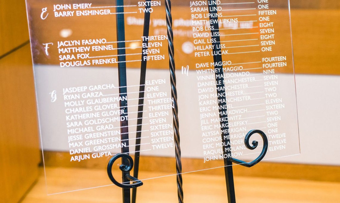 Acrylic Seating Chart Acrylic Wedding Seating Sign Wedding - Etsy