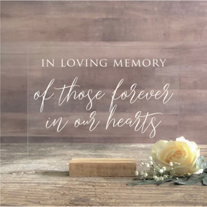 Memory Table Sign on Acrylic Lucite in Loving Memory Sign - Etsy
