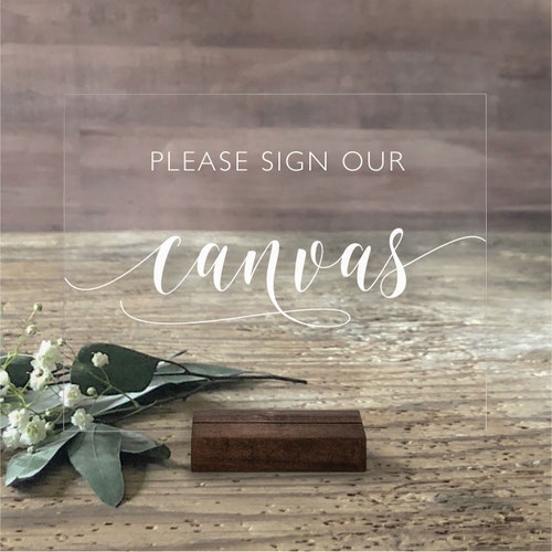 Please Sign Our Canvas Wedding Canvas Guest Book Sign - Etsy