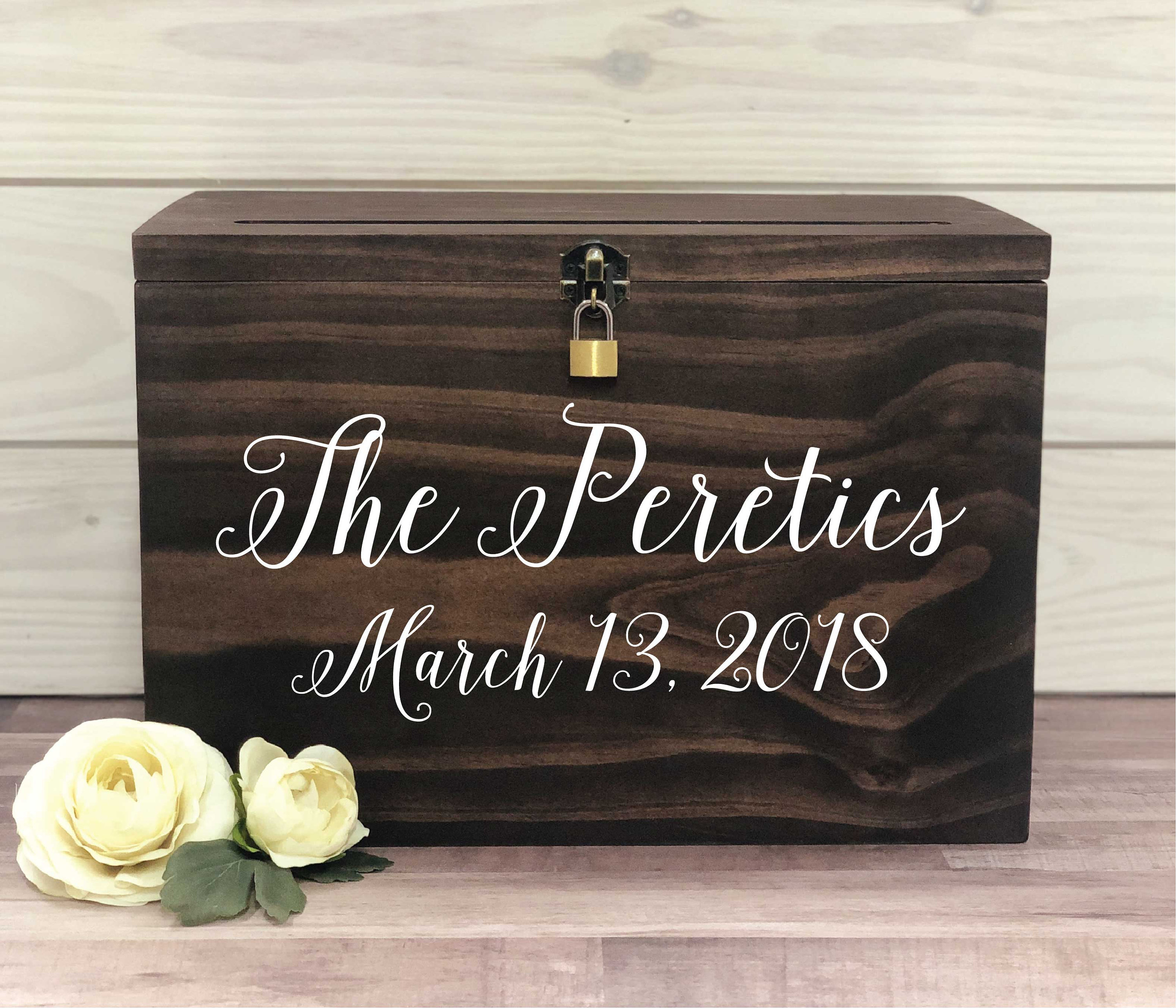 tandem themed Wooden card Box for wedding wedding gift personalised ...