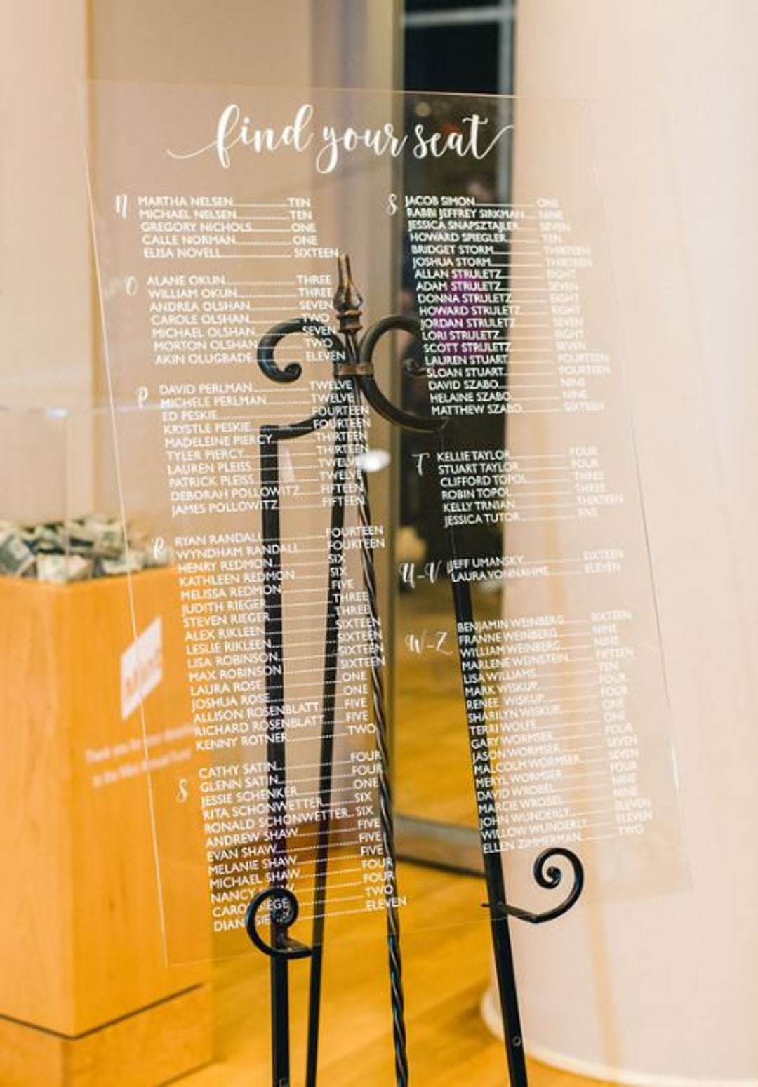 Acrylic Seating Chart Acrylic Wedding Seating Sign Wedding Seating Plan ...