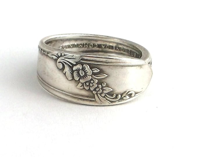 Dainty Violet Sterling Flower Spoon Ring, Vintage Floral Silver Spoon ...