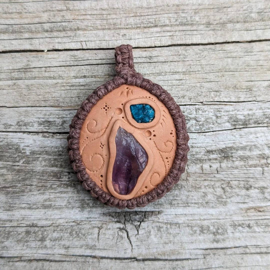 Amethyst + Kingman Turquoise - Clay Essential Oil Diffuser - Necklace ...