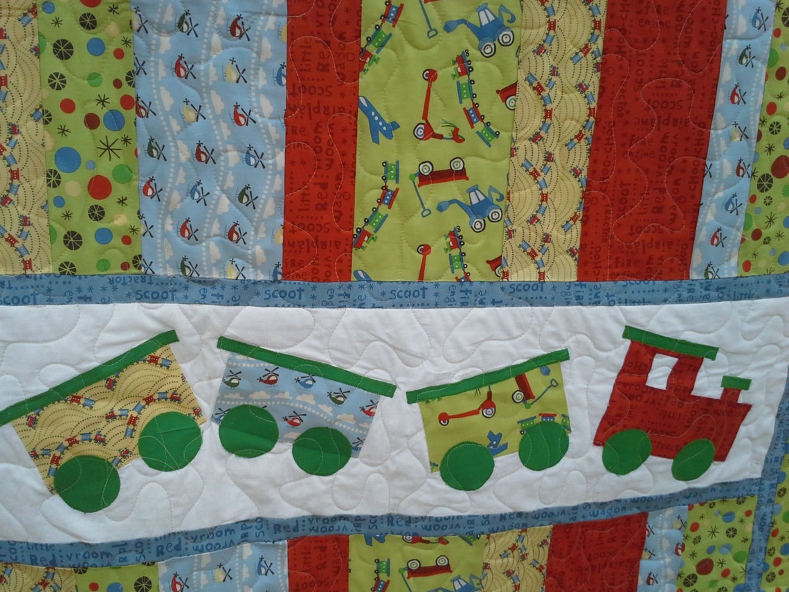 Baby Boy Nursery Bedding Boy Train Crib Quiilt Boy Blanket | Etsy