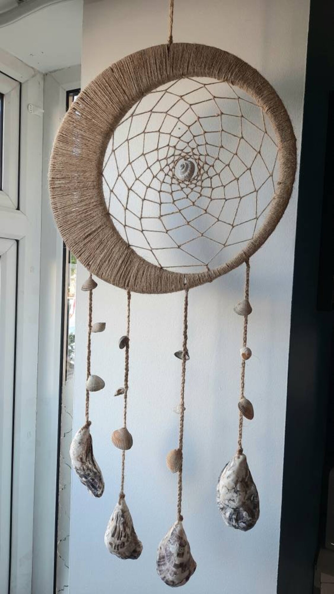 Irish Sea Shell Moon Dream Catcher, Handmade With Natural Materials - Etsy