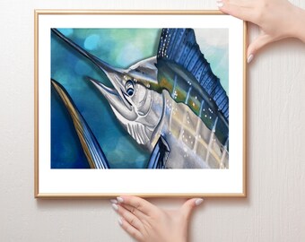 White Marlin Sailfish Blue Marlin Grand Slam Giclee Print - Etsy