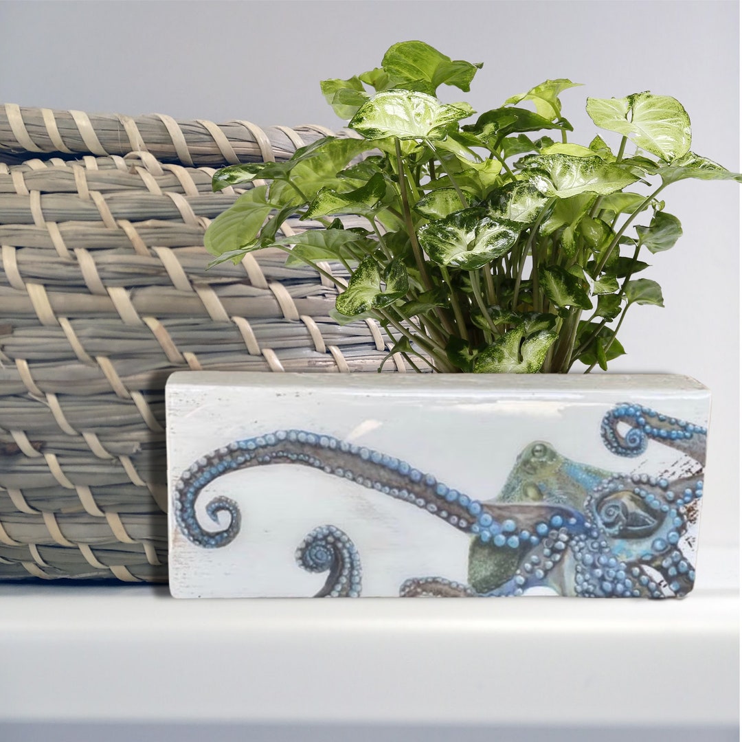 Octopus Art on Wood Octopus Home Decor Kids Room Beach Theme Nursery ...