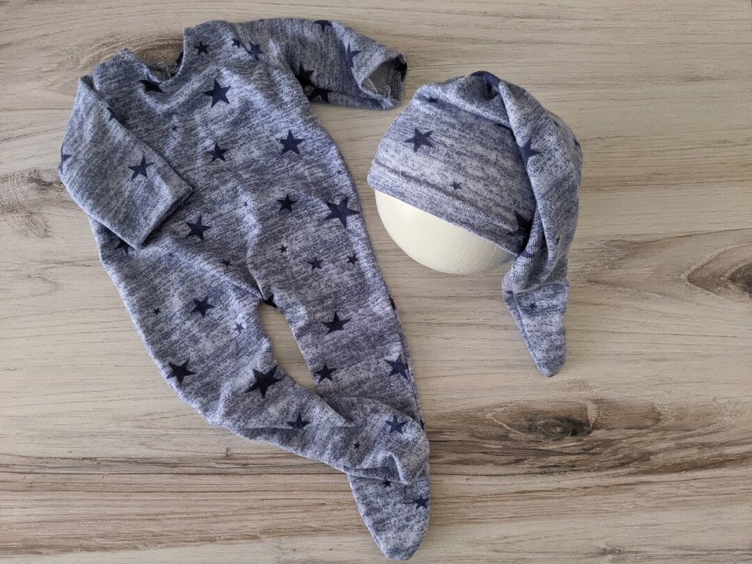 Blue Newborn Boy Prop Blue Stars Newborn Sleepy Outfit Blue - Etsy