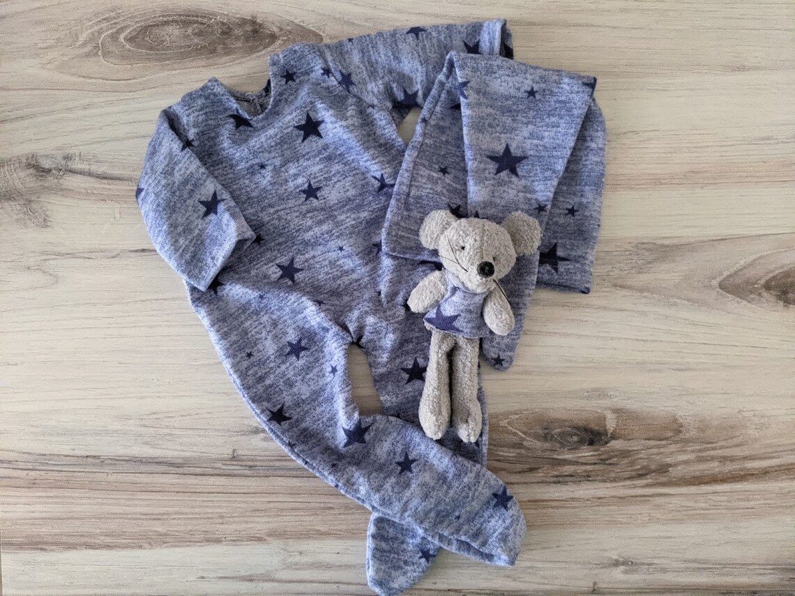 Blue Newborn Boy Prop Blue Stars Newborn Sleepy Outfit Blue - Etsy