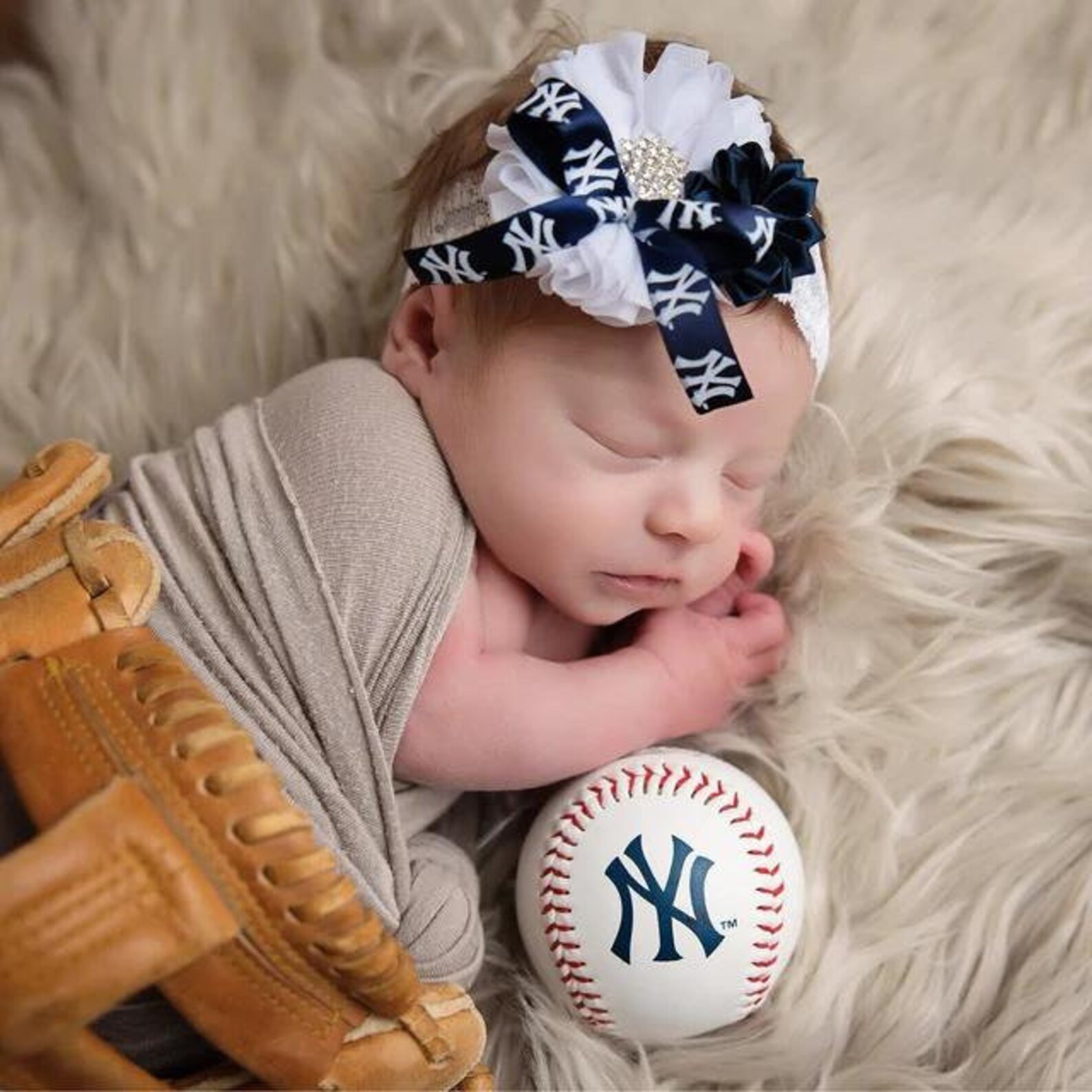 NY Yankees Headband Yankees Newborn Headband Yankees Baby - Etsy