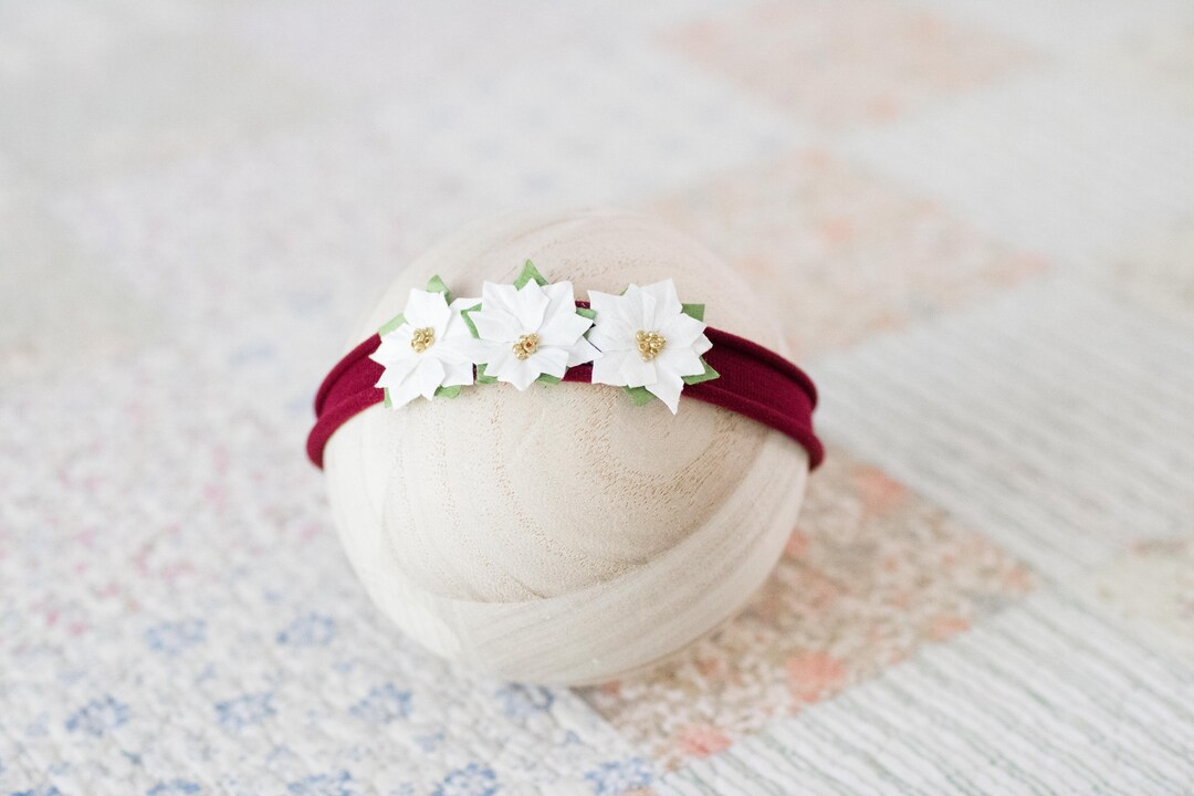 Poinsettia Headband, Burgundy Headband, Flower Baby Headband, Burgundy ...