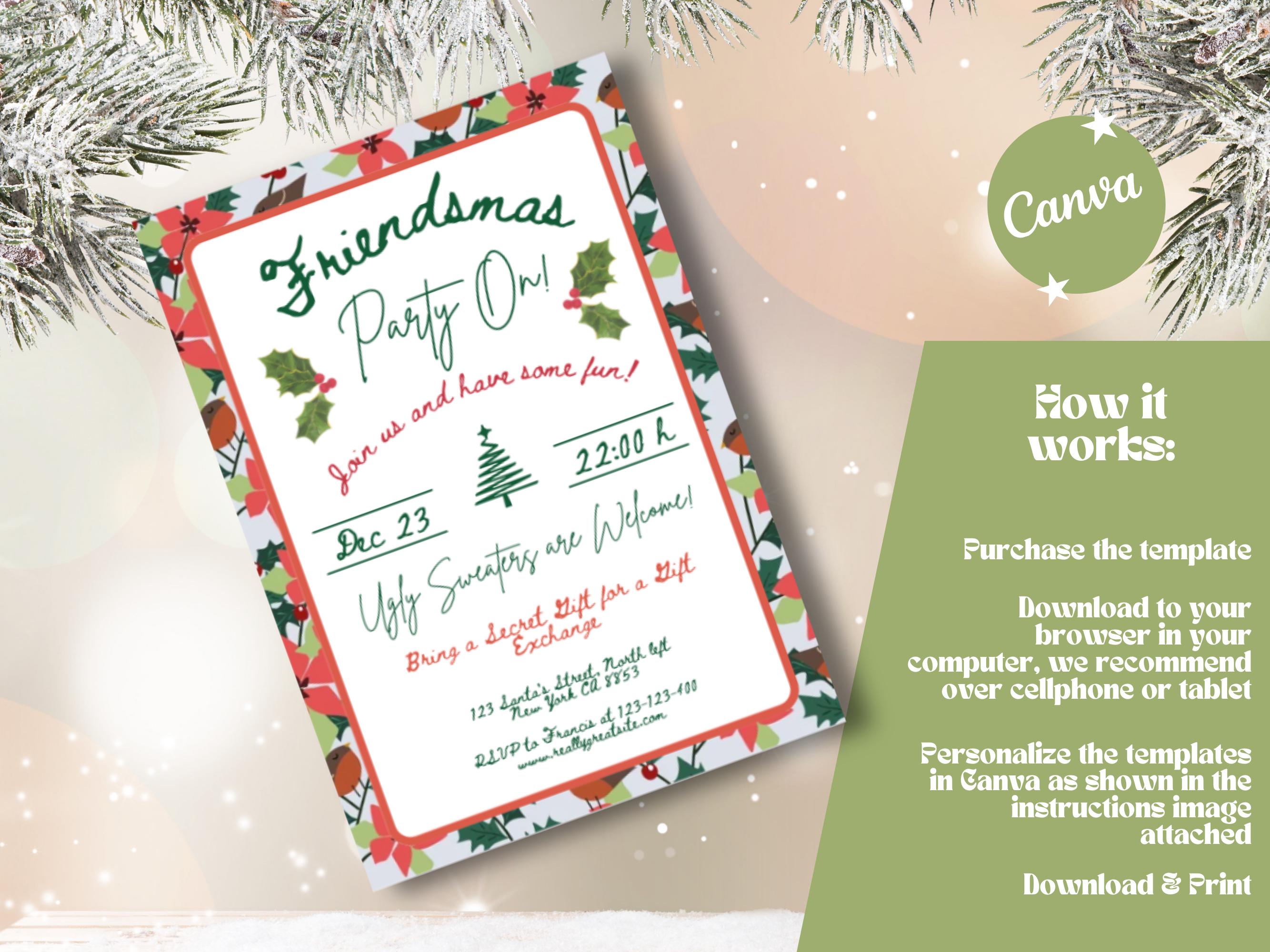 Editable Friendsmas Party Invitation, Digital Invite, Funny Friends ...