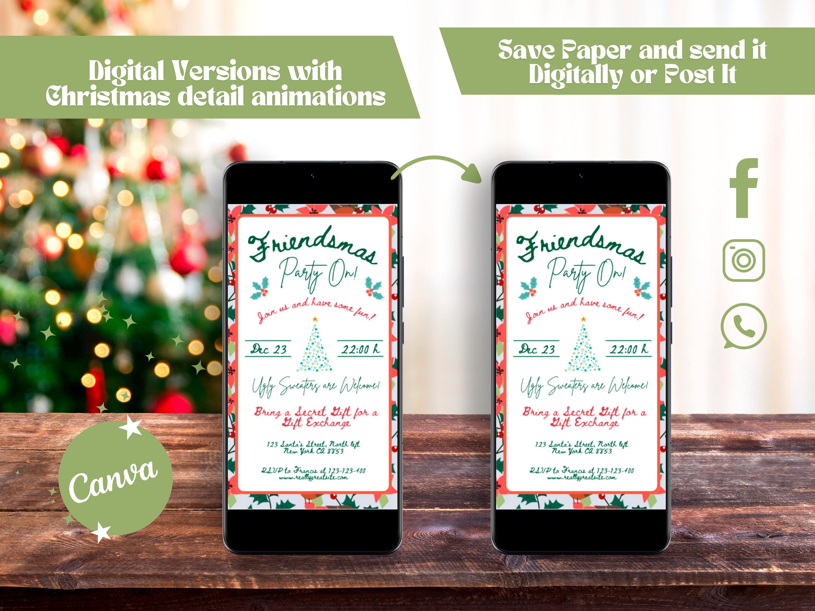 Editable Friendsmas Party Invitation, Digital Invite, Funny Friends ...