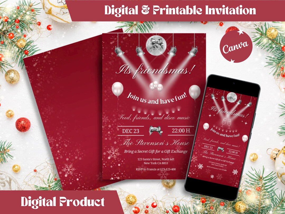 Editable Friendsmas Party Invitation, Digital Invite, Funny Friends ...
