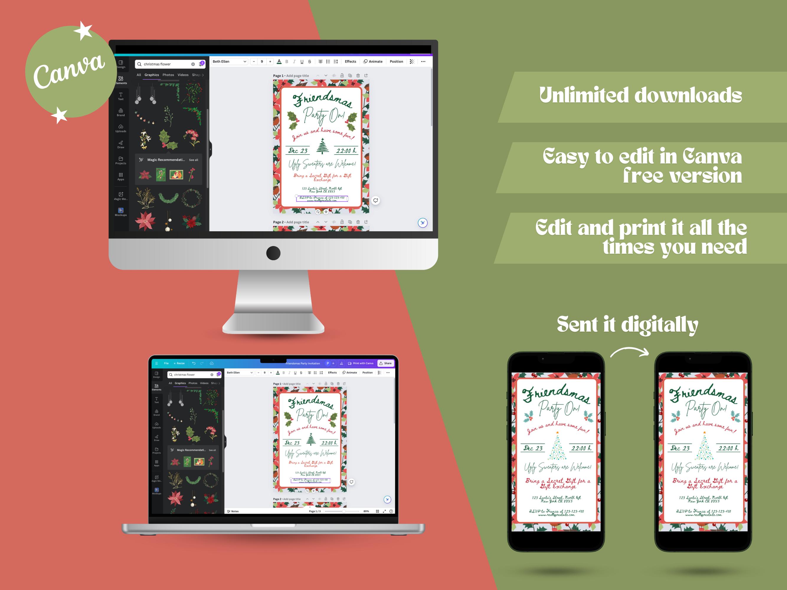 Editable Friendsmas Party Invitation, Digital Invite, Funny Friends ...