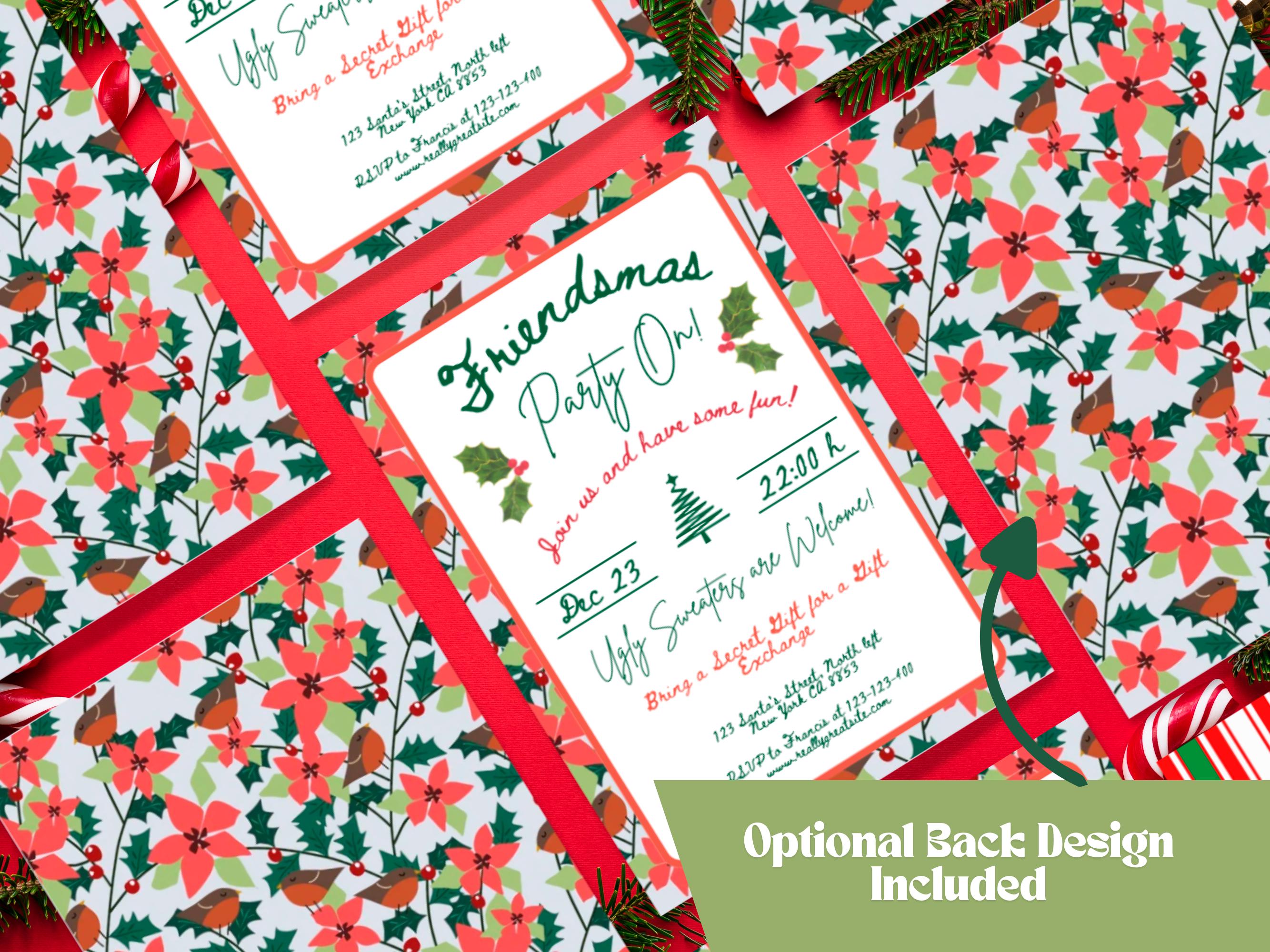 Editable Friendsmas Party Invitation, Digital Invite, Funny Friends ...