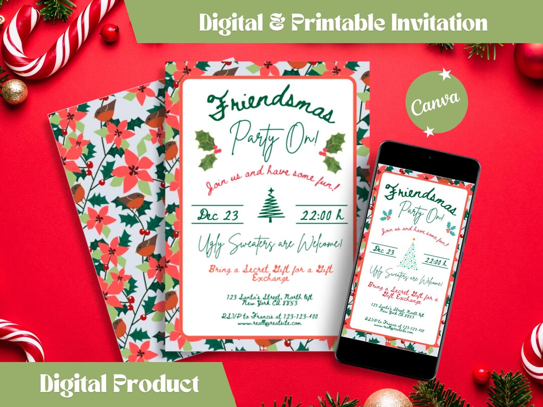 Editable Friendsmas Party Invitation, Digital Invite, Funny Friends ...
