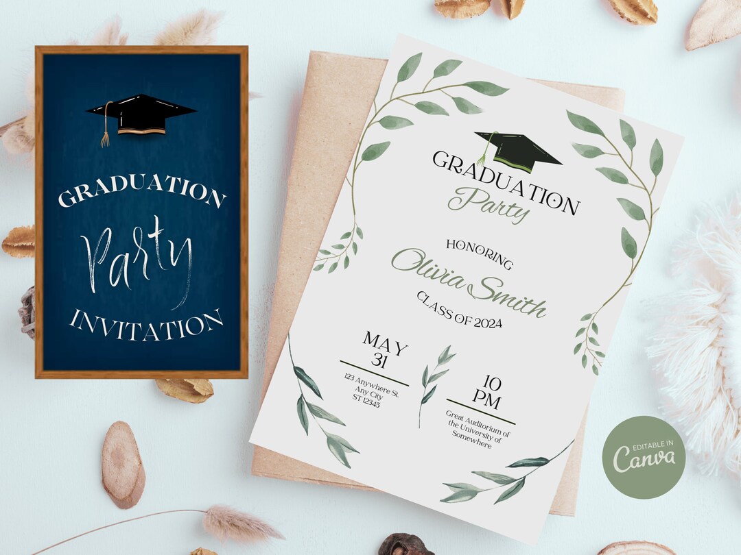 Customizable Graduation Invitation Template Editable Graduation Party ...