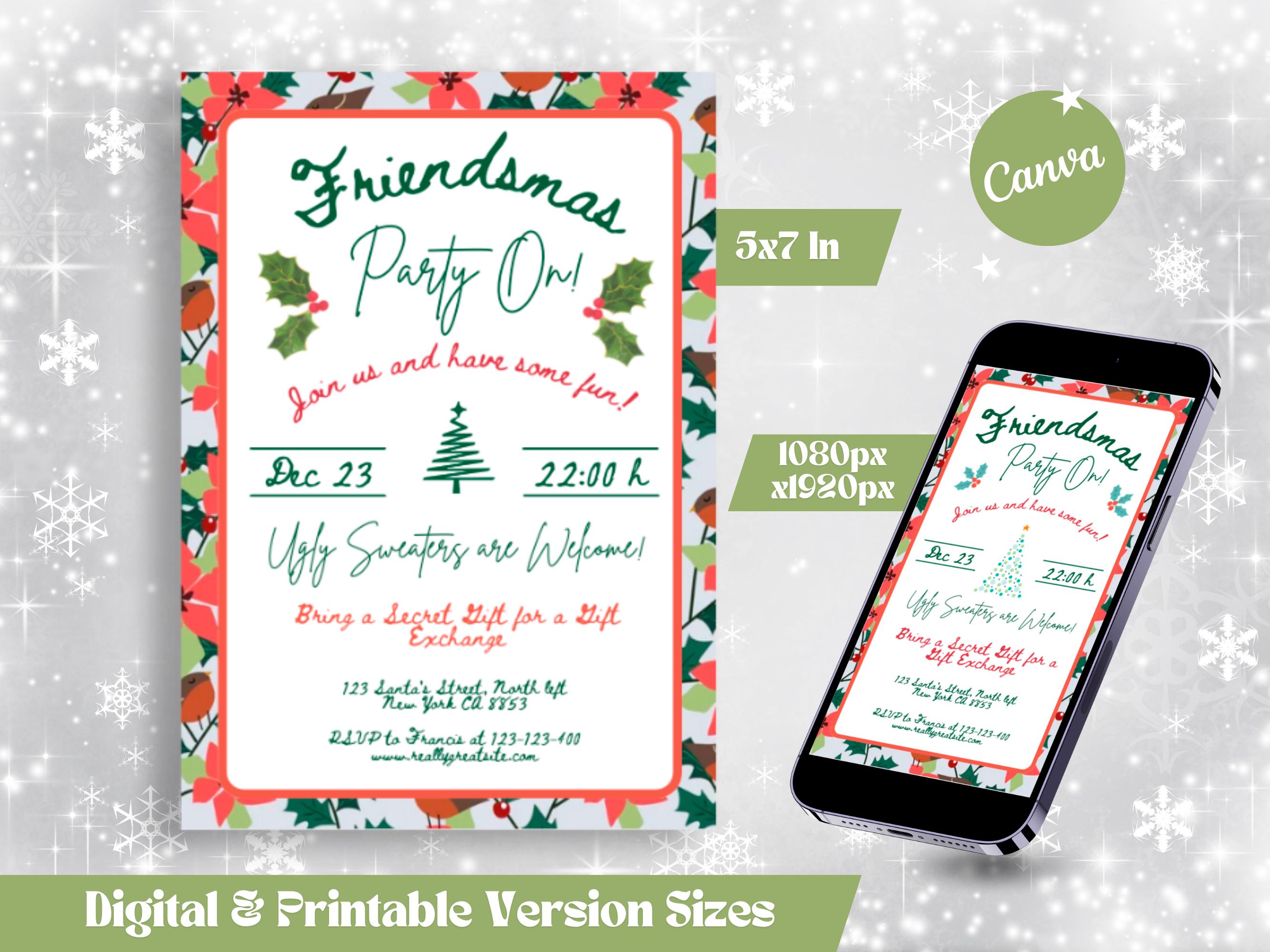 Editable Friendsmas Party Invitation, Digital Invite, Funny Friends ...