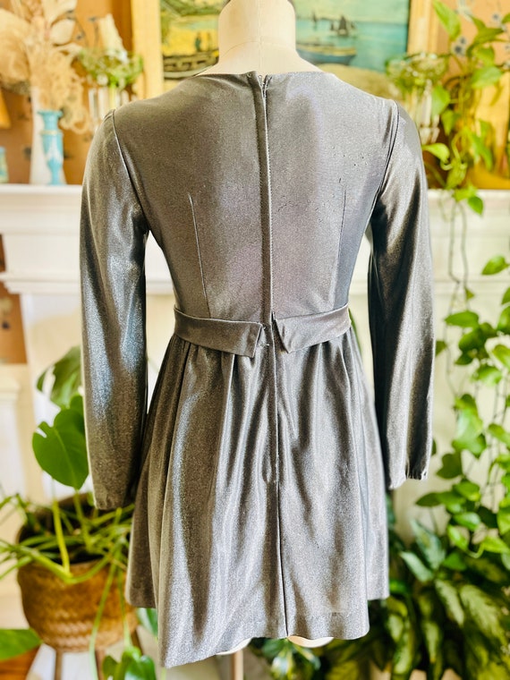 Vintage 1960s Mini Mod Metallic Silver Disco Dress - Gem