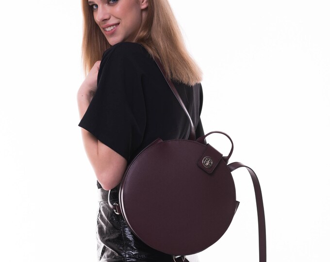 Circle Leather Backpack Purse, Round Bag, Women Rucksack - Etsy