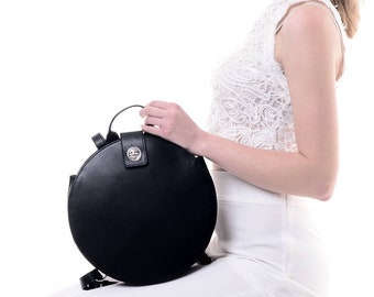 Round Leather Bag - Etsy