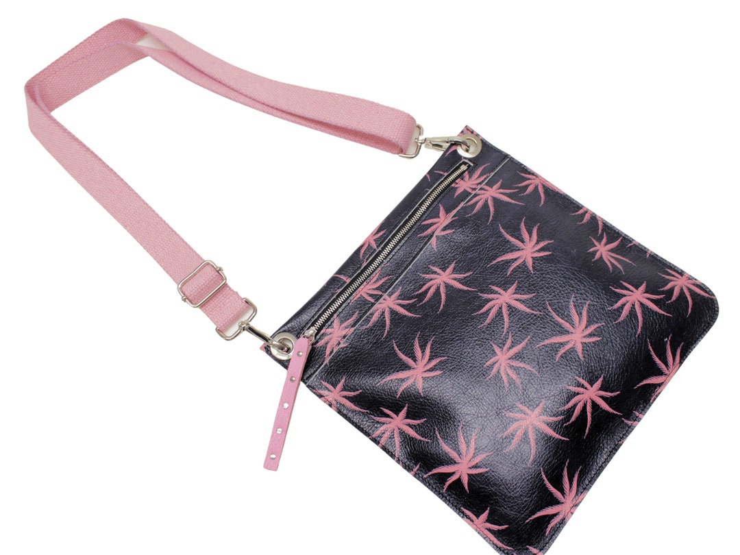 Leather Crossbody Purse, Weed Pattern Leather Cross Body Bag ...