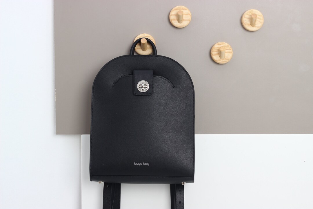 Black Leather Backpack for Woman Minimal Backpack Purse - Etsy