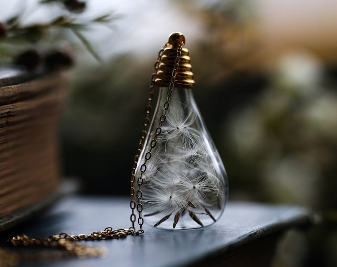 Gold Dandelion Necklace , Make a Wish , Dandelion Wish Necklace ,simple ...