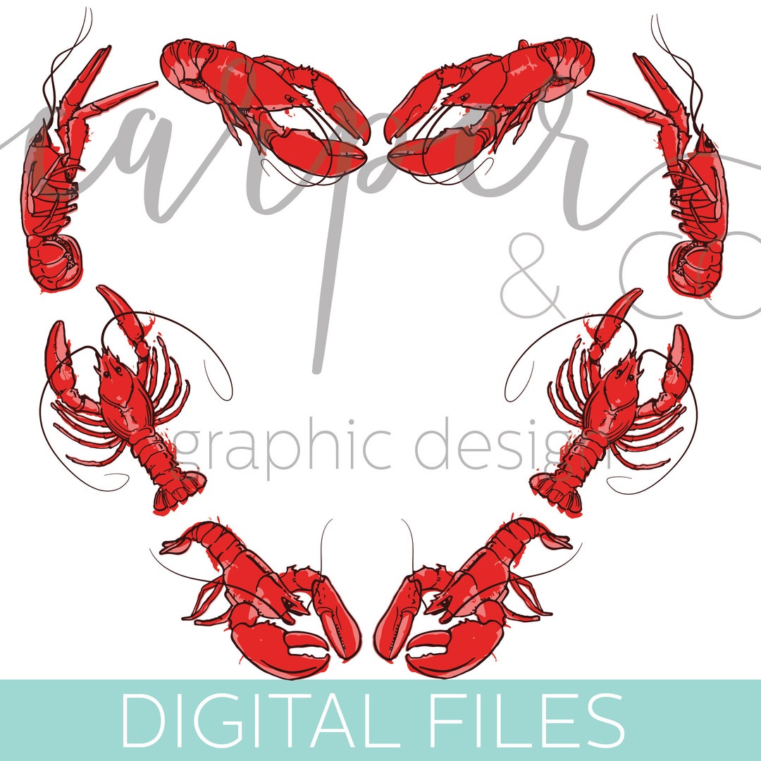 Heart Crawfish Valentine's Day Love Sublimation File Png - Etsy