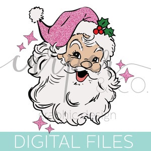 Pink Glitter Retro Santa SUBLIMATION JPEG PNG File - Etsy