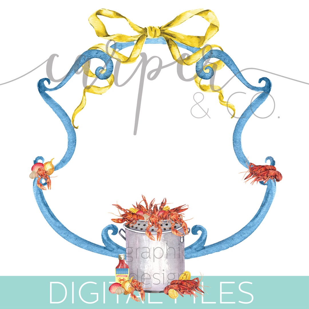 Crawfish Mono Crest Watercolor Sublimation File Png - Etsy