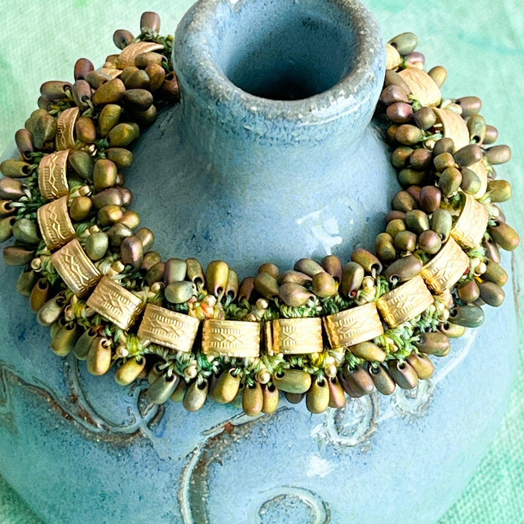 Satin Hamilton Gold (plated) Cuff & Oval Chain Bracelet - Beaded ...