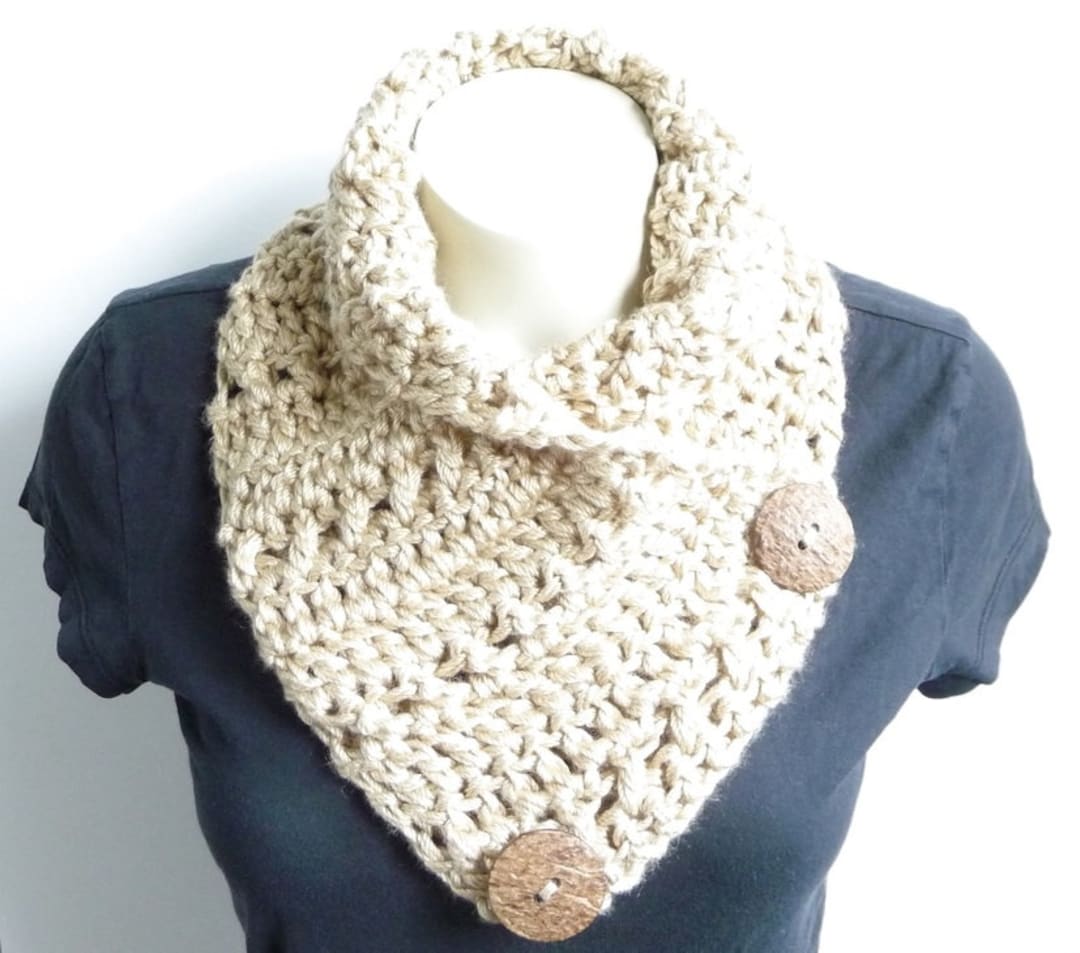 Crochet Pattern Button Scarf Bulky Scarf Womens Scarf Crochet Neck ...