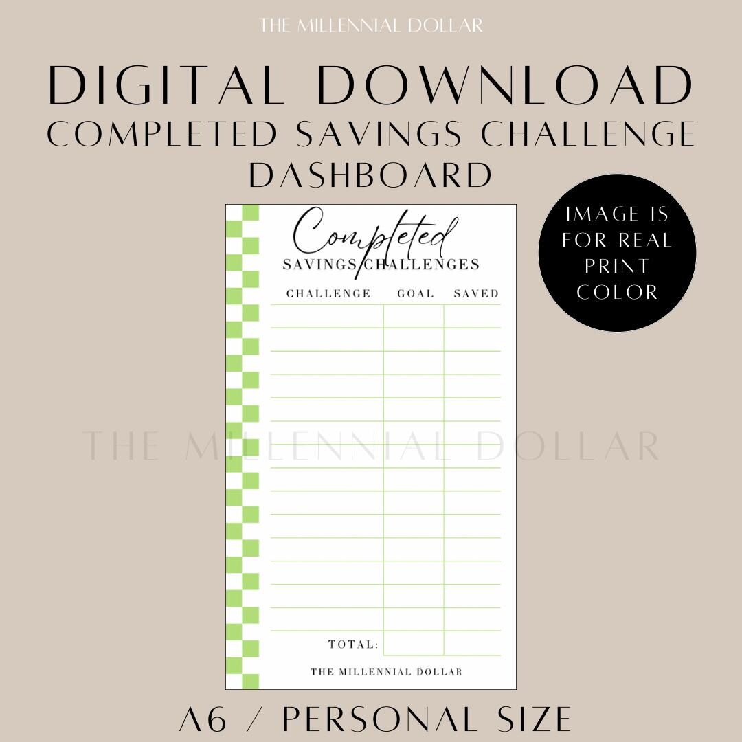 Completed Savings Challenge Dashboard Melon Digital Download Track Your Completed Savings ...