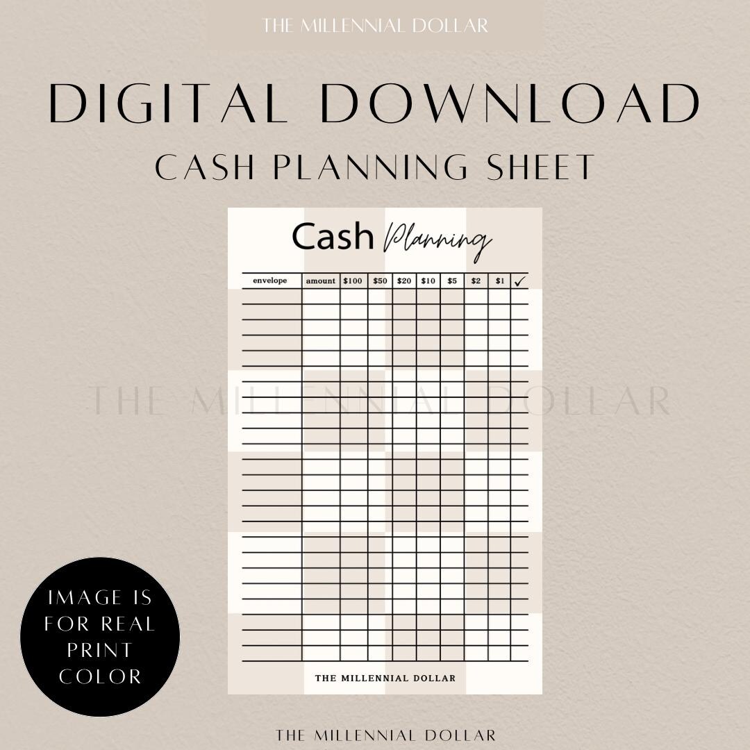 Cash Planning Sheet | Digital Download - Etsy