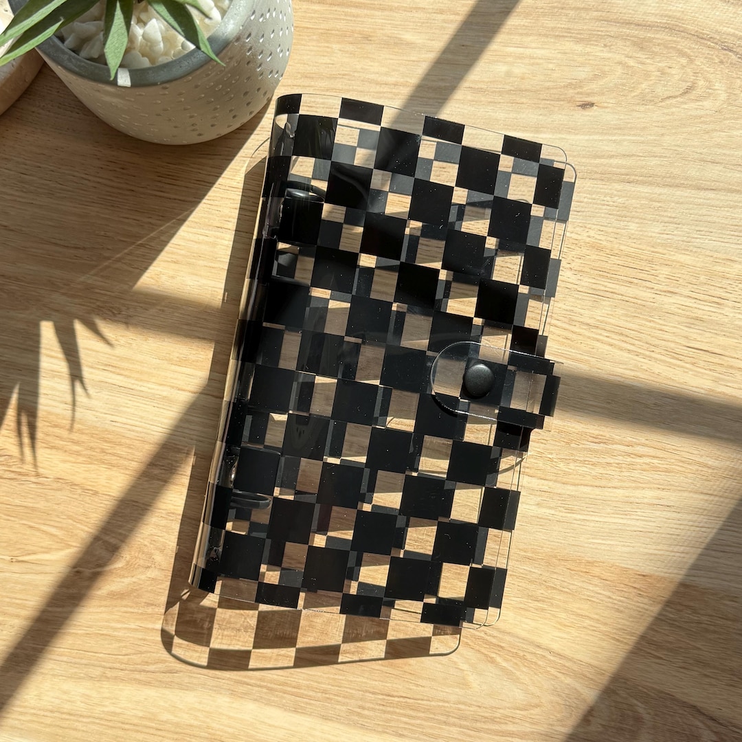 Black Checkered Personal/a6 Binder | High Quality Plastic Binder | Cash ...