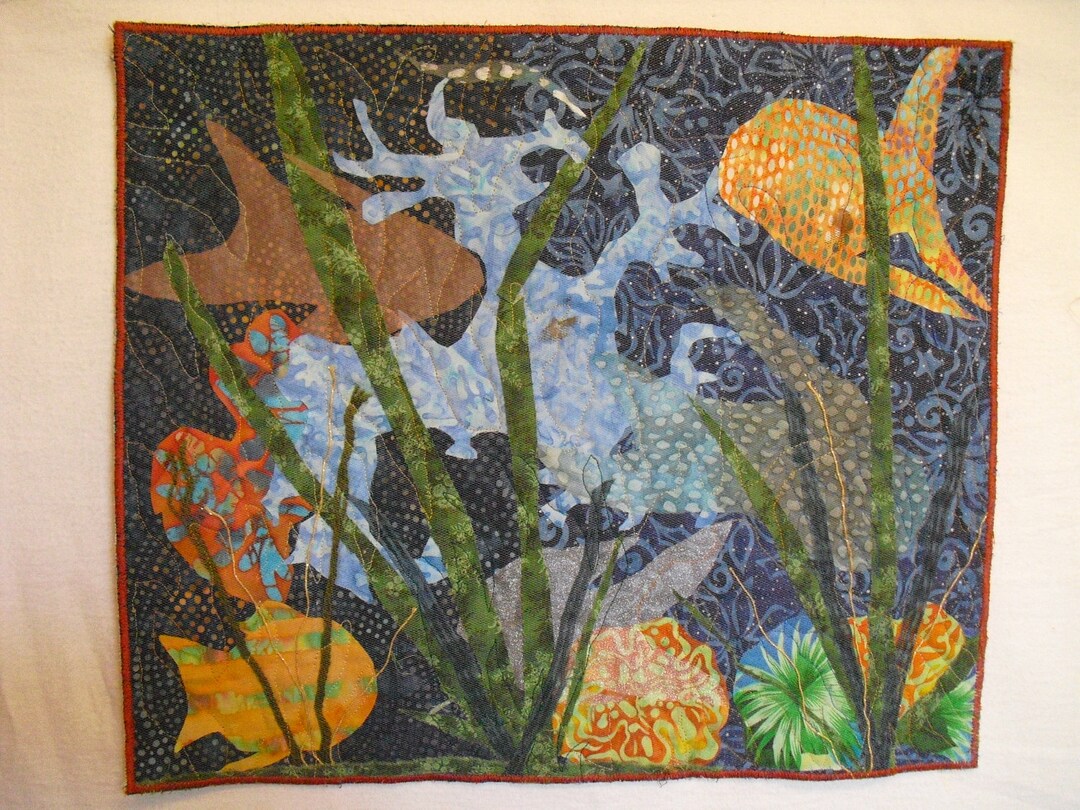 Art Quilt,seadragons,ocean,animal,water,beach Sealife Art,fabric Art ...