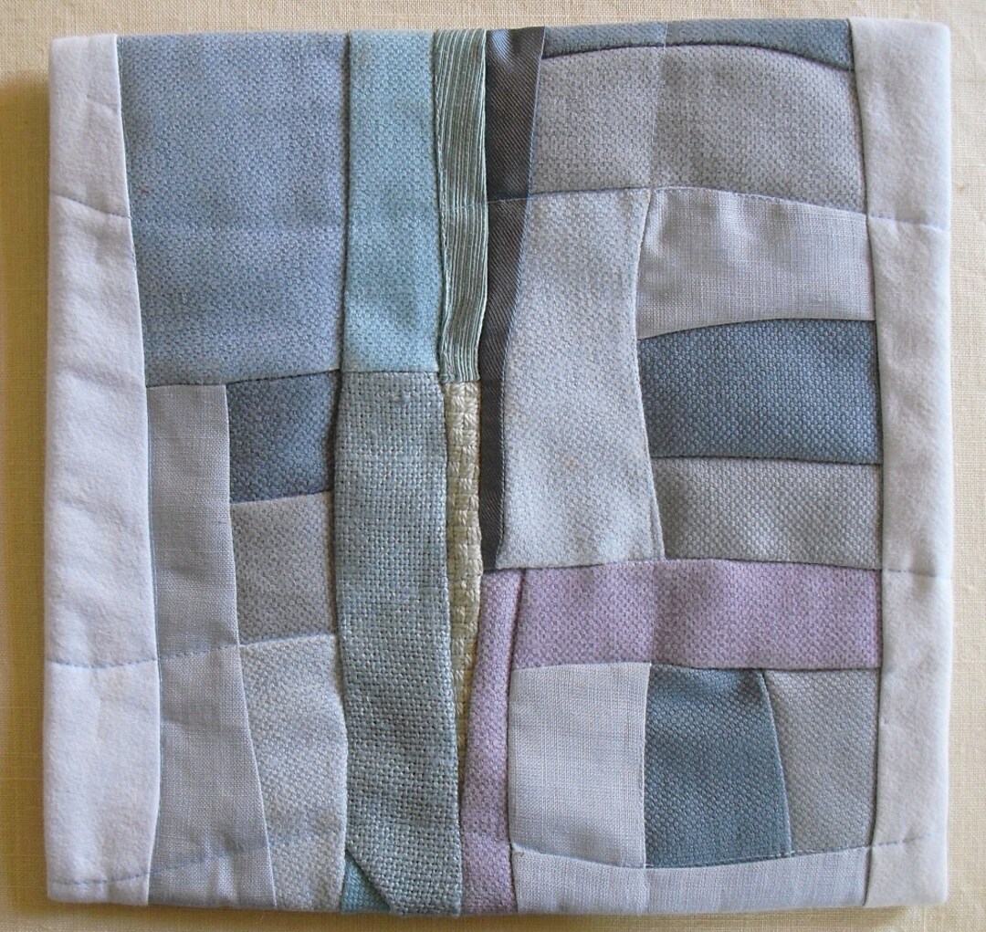 Abstract Fiber Art Quilt, Blue Green Purple Fabric Collage - Etsy