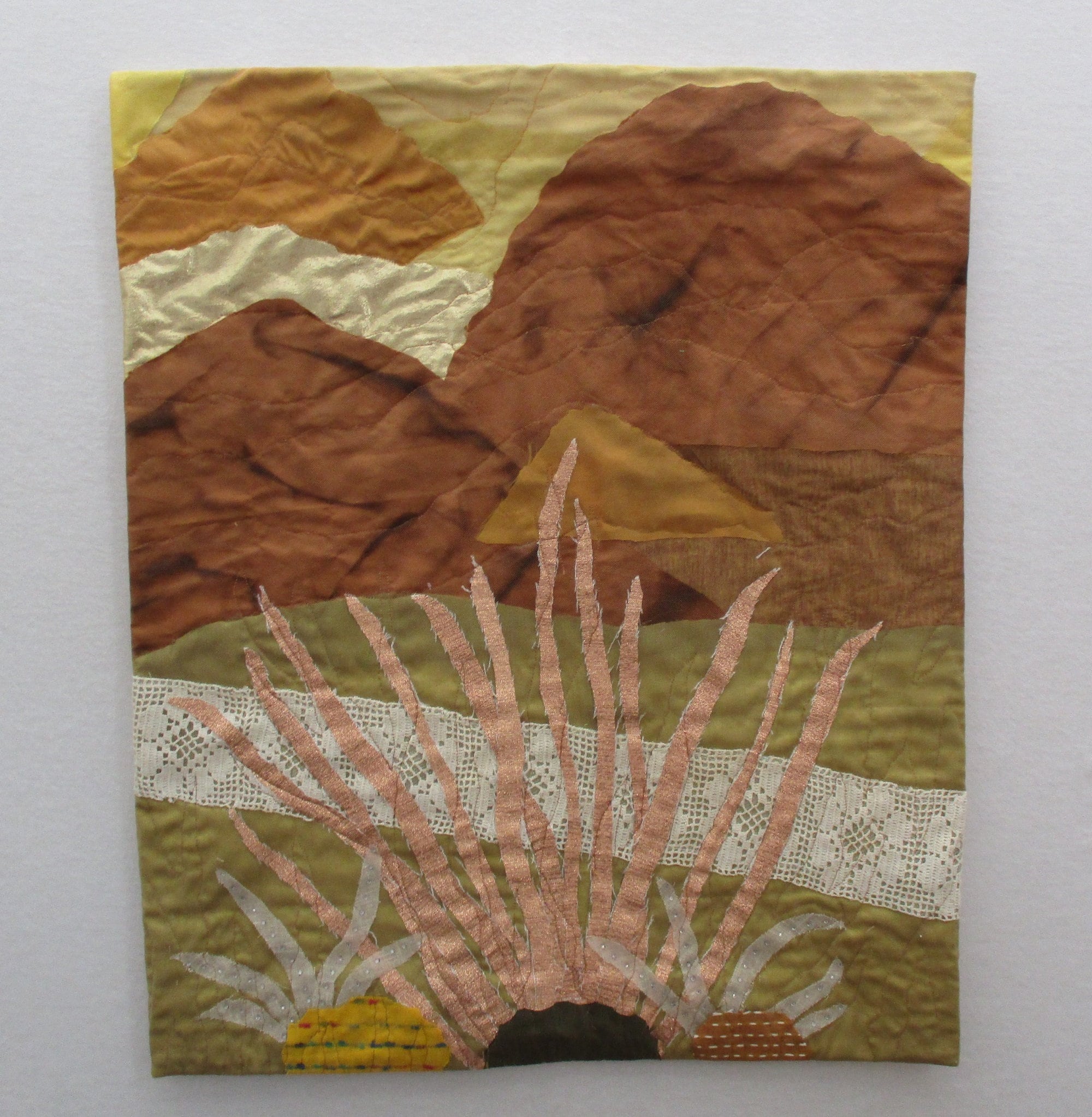 Fabric Landscape Collage Art,nature Mountain Art,wall Hanging Decor ...