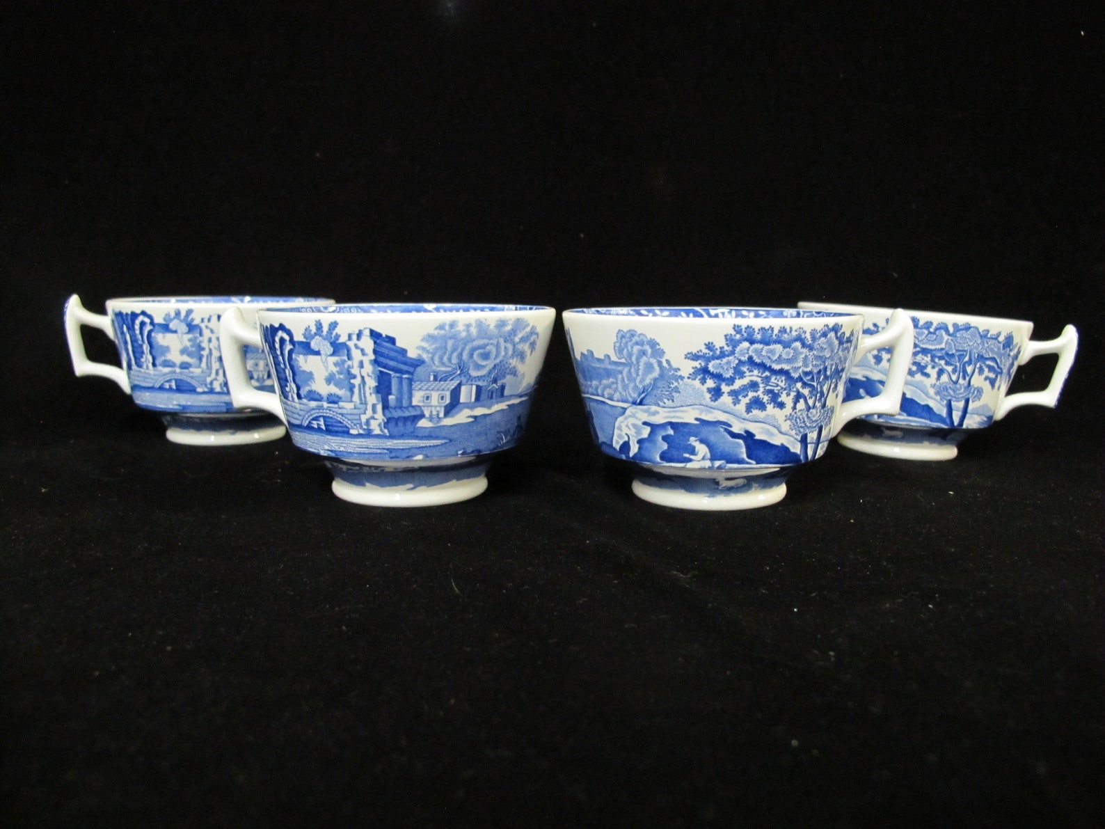 SPODE England C1816 Cobalt Blue Hand Painted ITALIAN Tea Coffee Cup Set ...