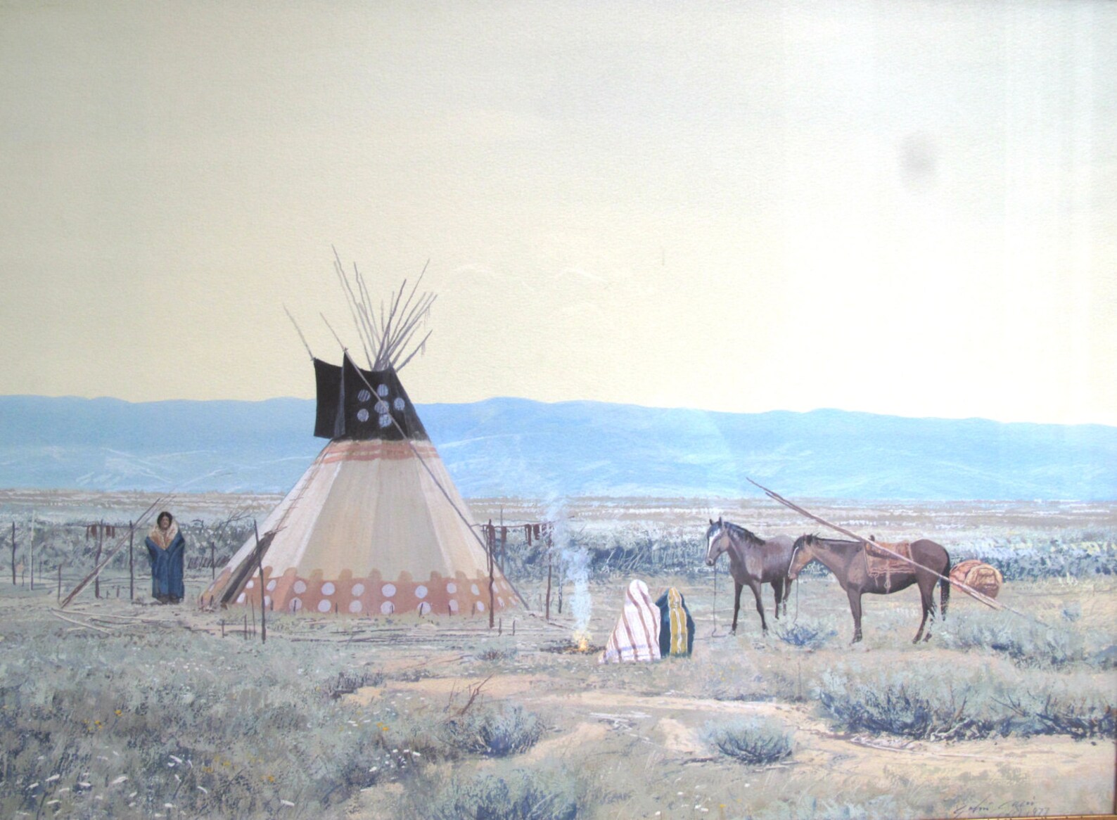 Painted Teepee Native American Art Gouache Watercolor Painting by John ...