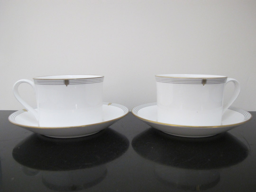 SPODE Gold Gilt Art Deco OPERA Pattern Fine Bone China Cup & Saucer Set ...