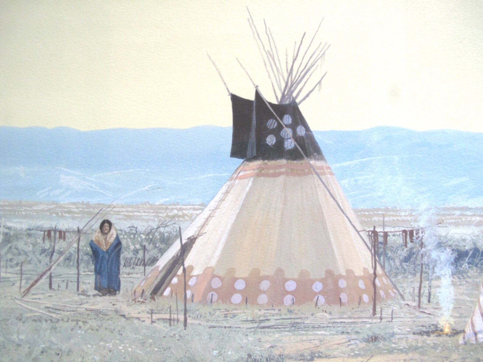 Painted Teepee Native American Art Gouache Watercolor Painting by John ...
