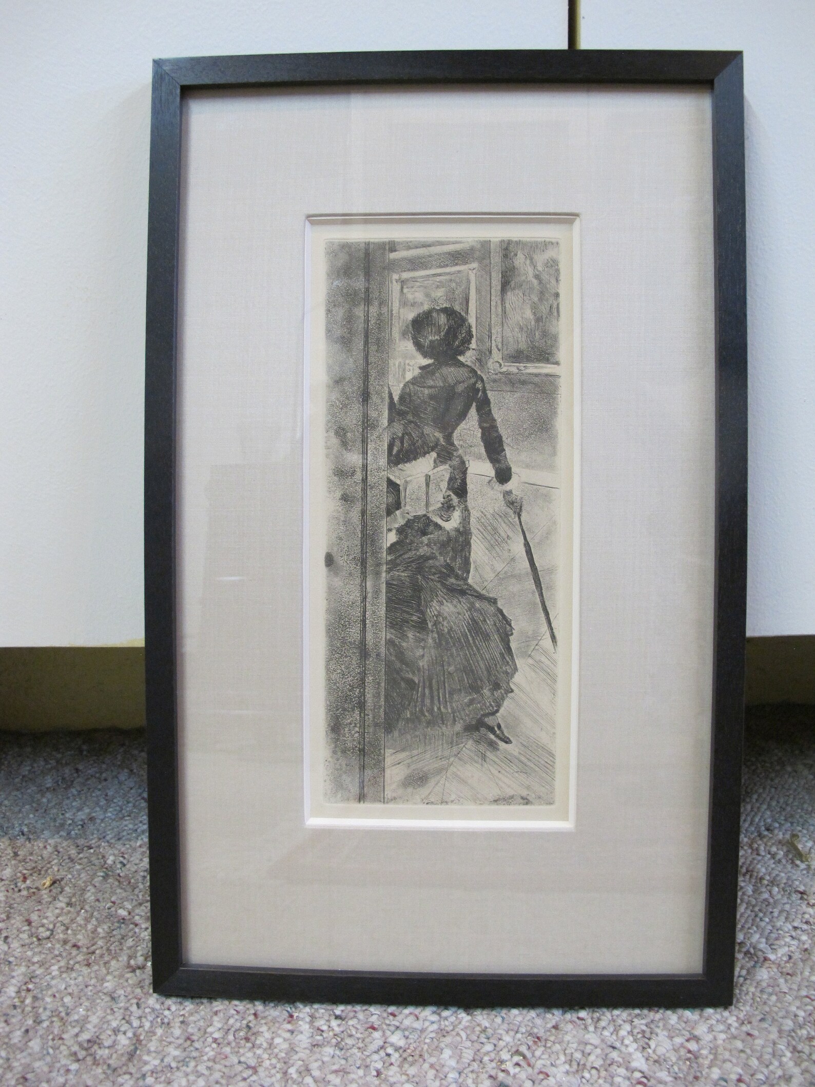 Edgar DEGAS Framed Drypoint Etching MARY CASSATT at the Louvre Painting ...