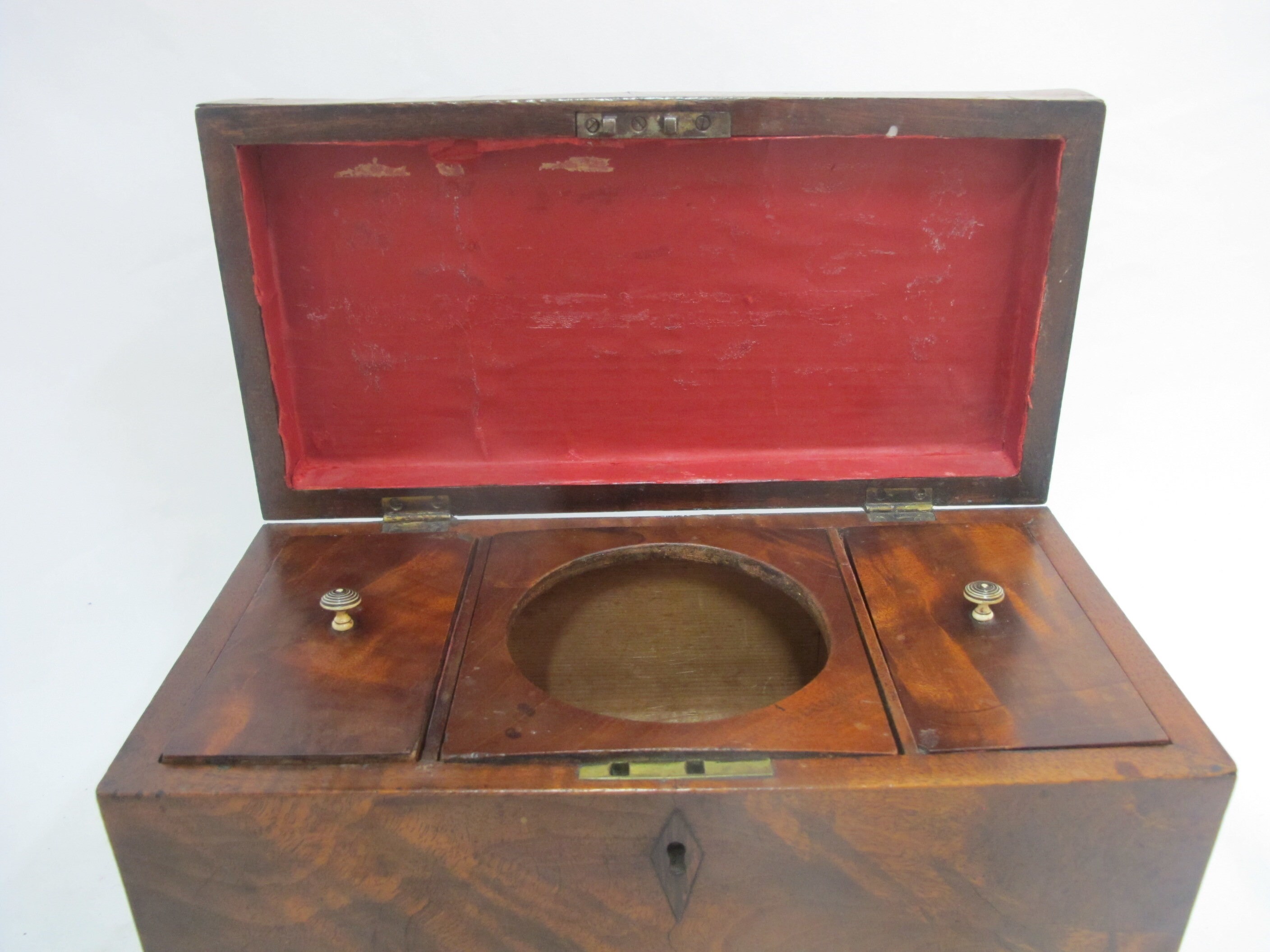 Antique GEORGIAN Regency Mahogany Wood TEA CADDY Box With 3 ...