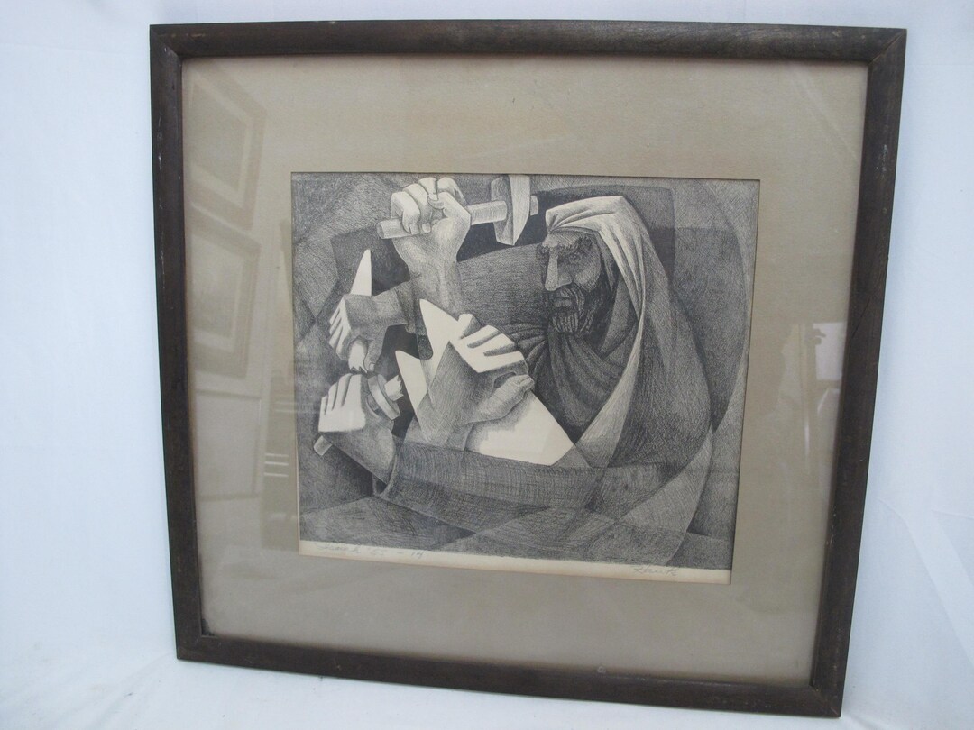WALTER HAWK 1955 Framed Limited Edition Signed Print ISAIAH Swords Into ...