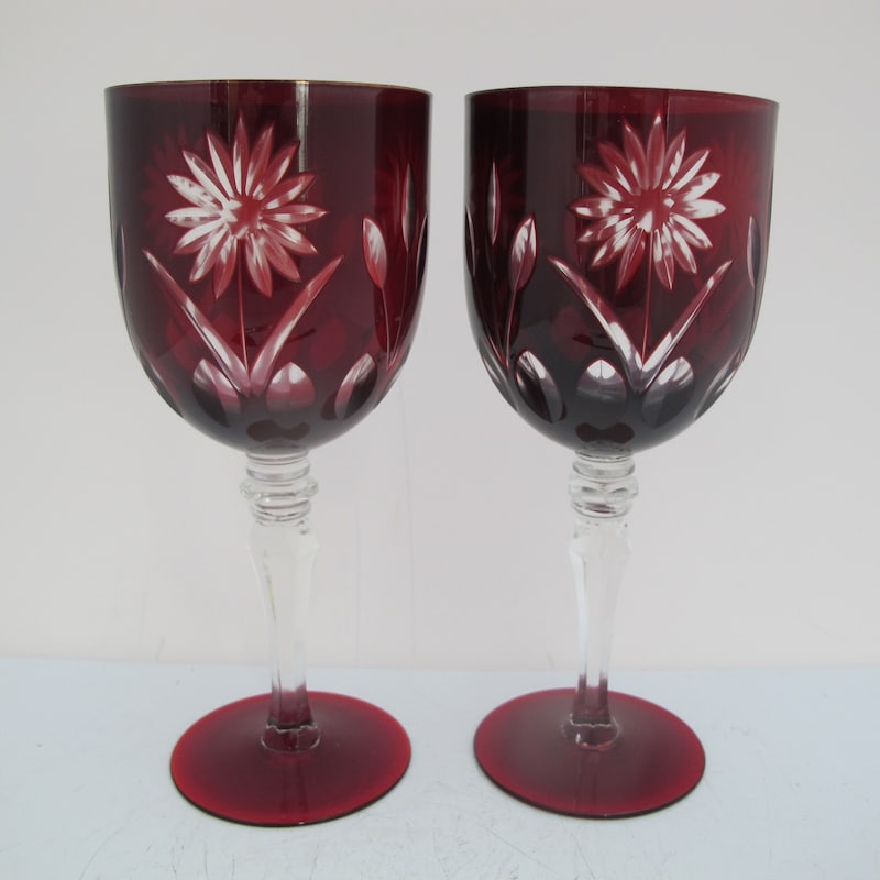 Bavarian Cut Glass Red - Etsy